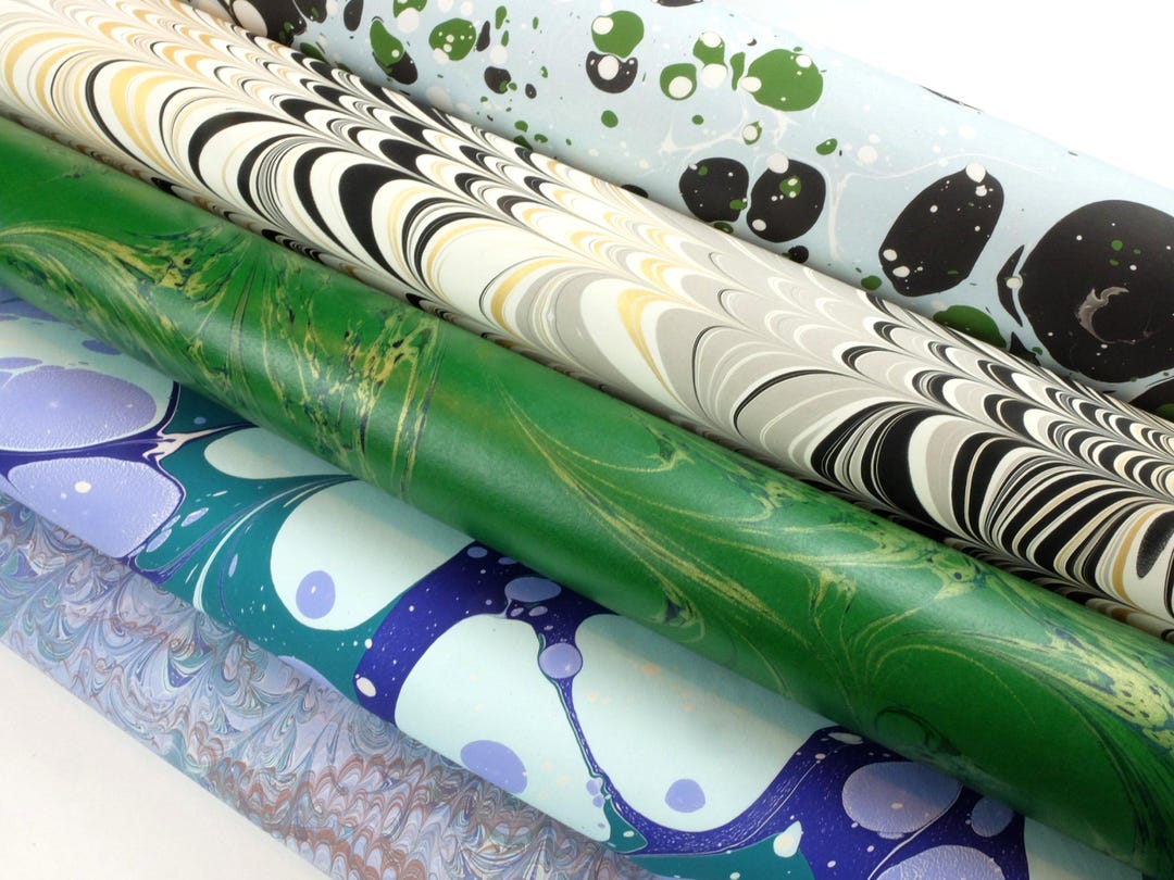 A3 Hand Marbled Paper | Various Patterns Including Spanish Ripple Drawn ...