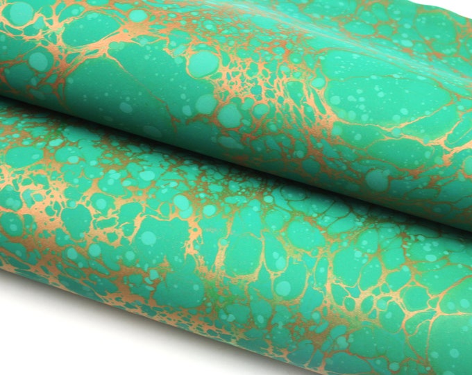 A2 Hand Marbled Paper Green and Copper Stone Design | Suitable for Book ...