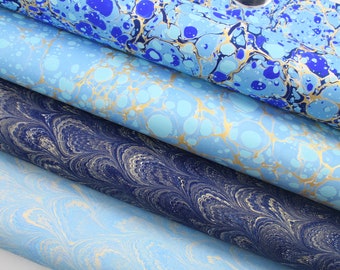 A2 Hand Marbled Paper Neutral Green Brown Beige Palette Drawn Stone ...