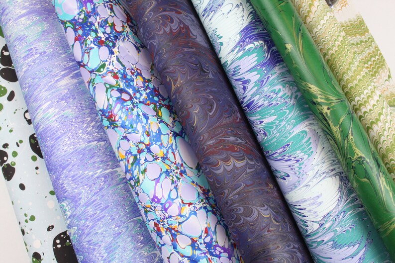 A3 Hand Marbled Paper Various Patterns Including Spanish Ripple Drawn ...