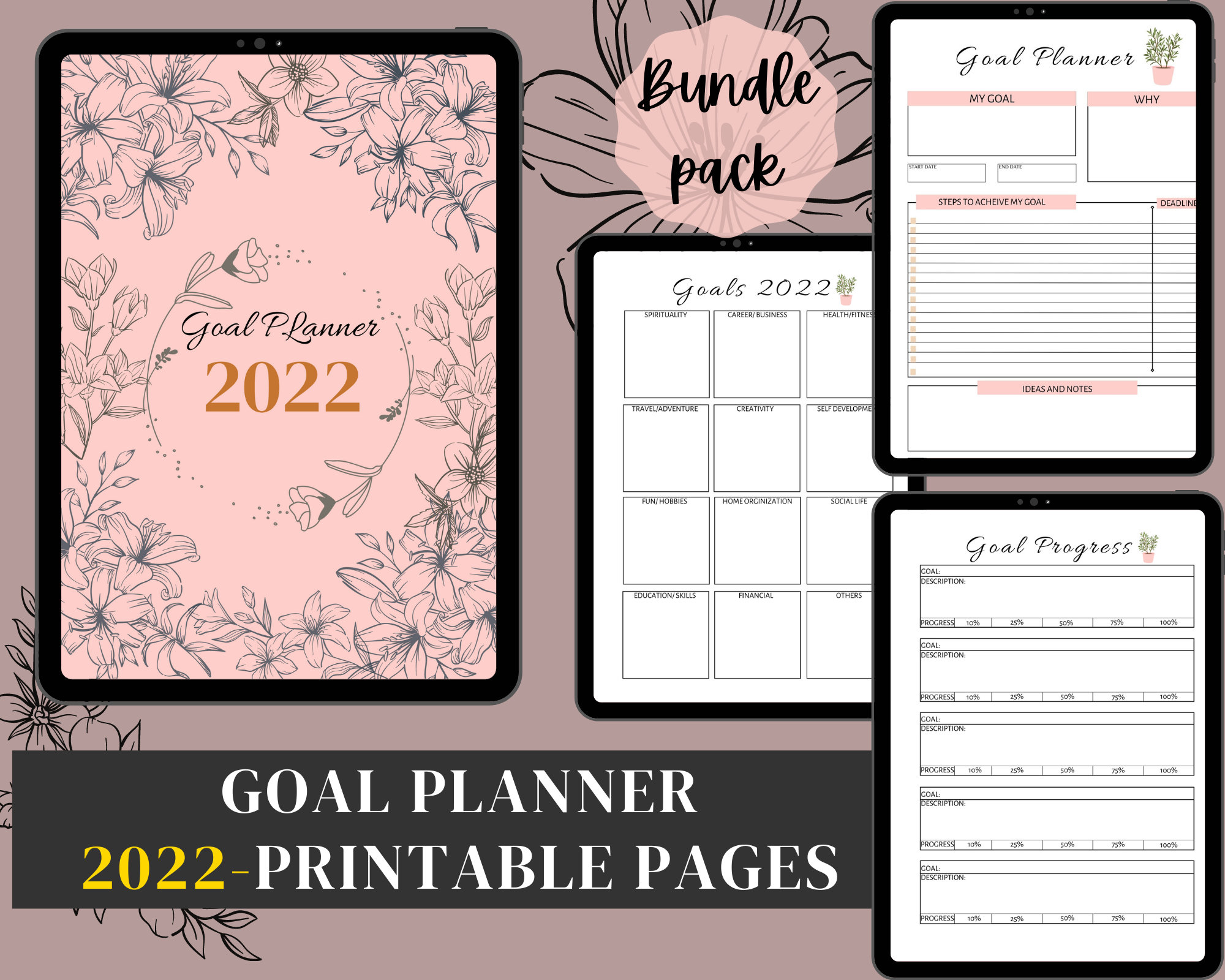 Goal Setting Planner 2022 Printable for Life Management and Self ...
