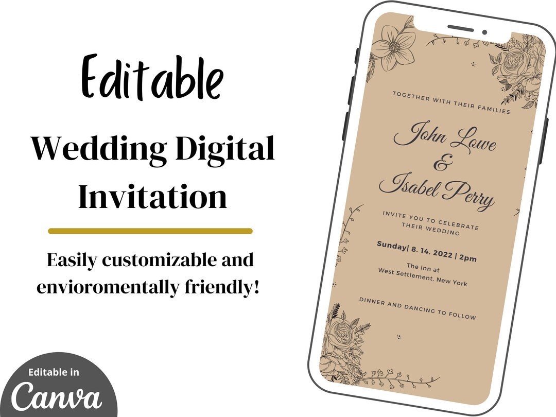 Electronic Invitation Template, Wedding Evite, Text Message Invite ...
