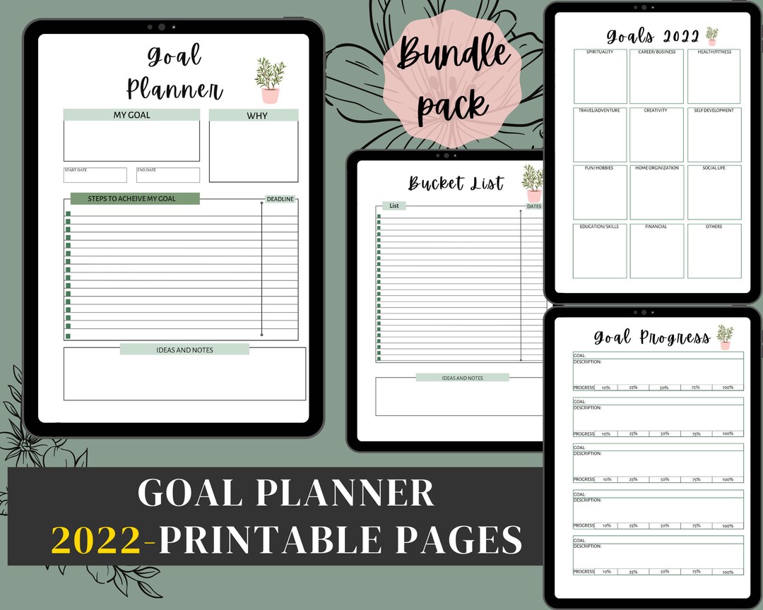 Goal Setting Planner 2022 Printable for Life Management and Self ...