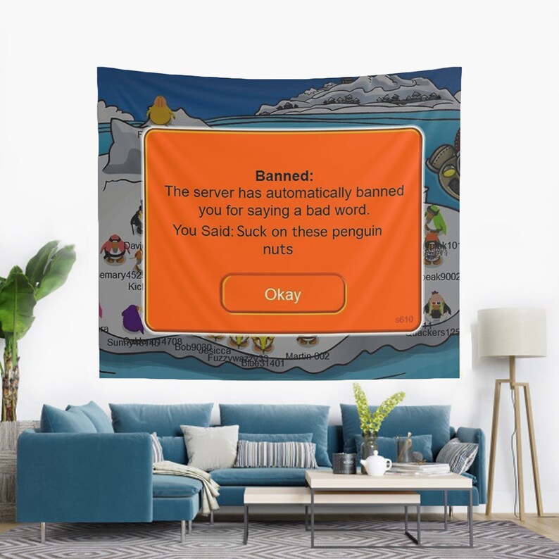 Club Penguin Memes Wall Tapestry Club Penguin Meme College - Etsy