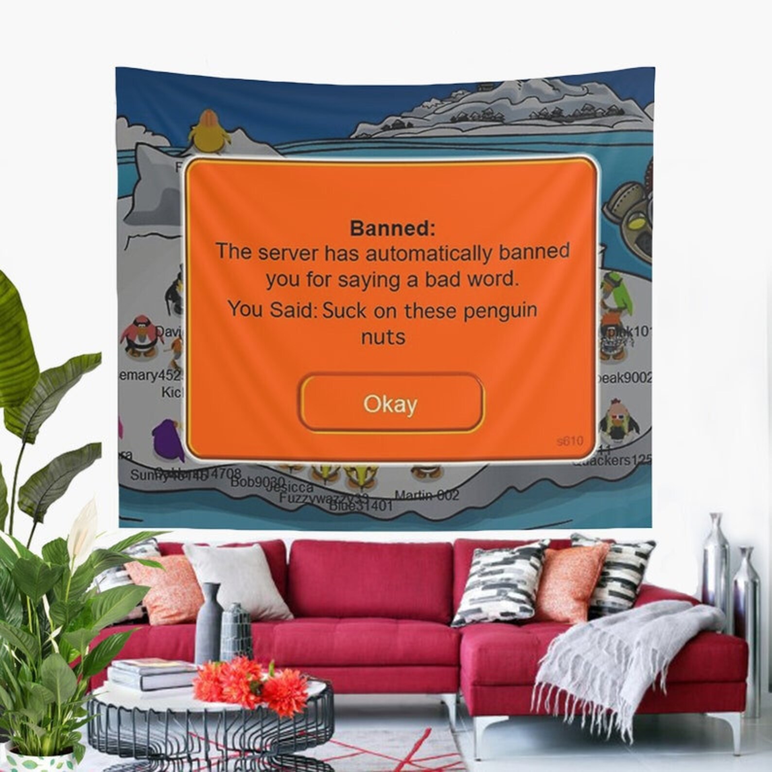 Club Penguin Memes Wall Tapestry Club Penguin Meme College - Etsy