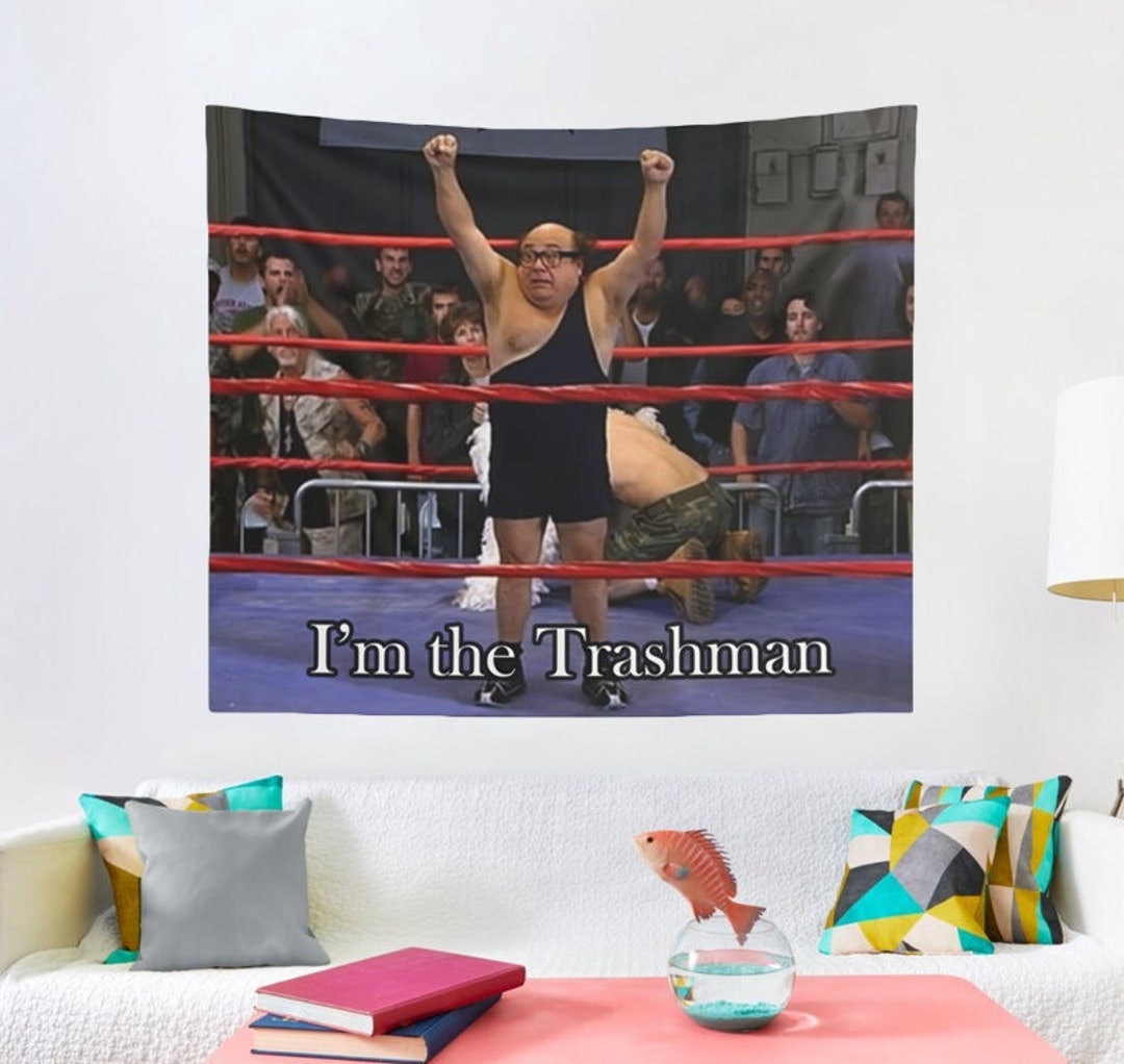 Danny Devito Trashman Tapestry, Hostel Dorm Decor, Funny Danny Devito ...