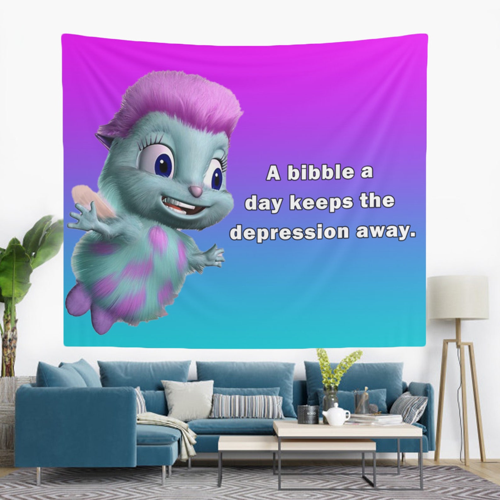 Bibble Happiness Wall Tapestry Hostel Dorm Decor Funny Wall | Etsy