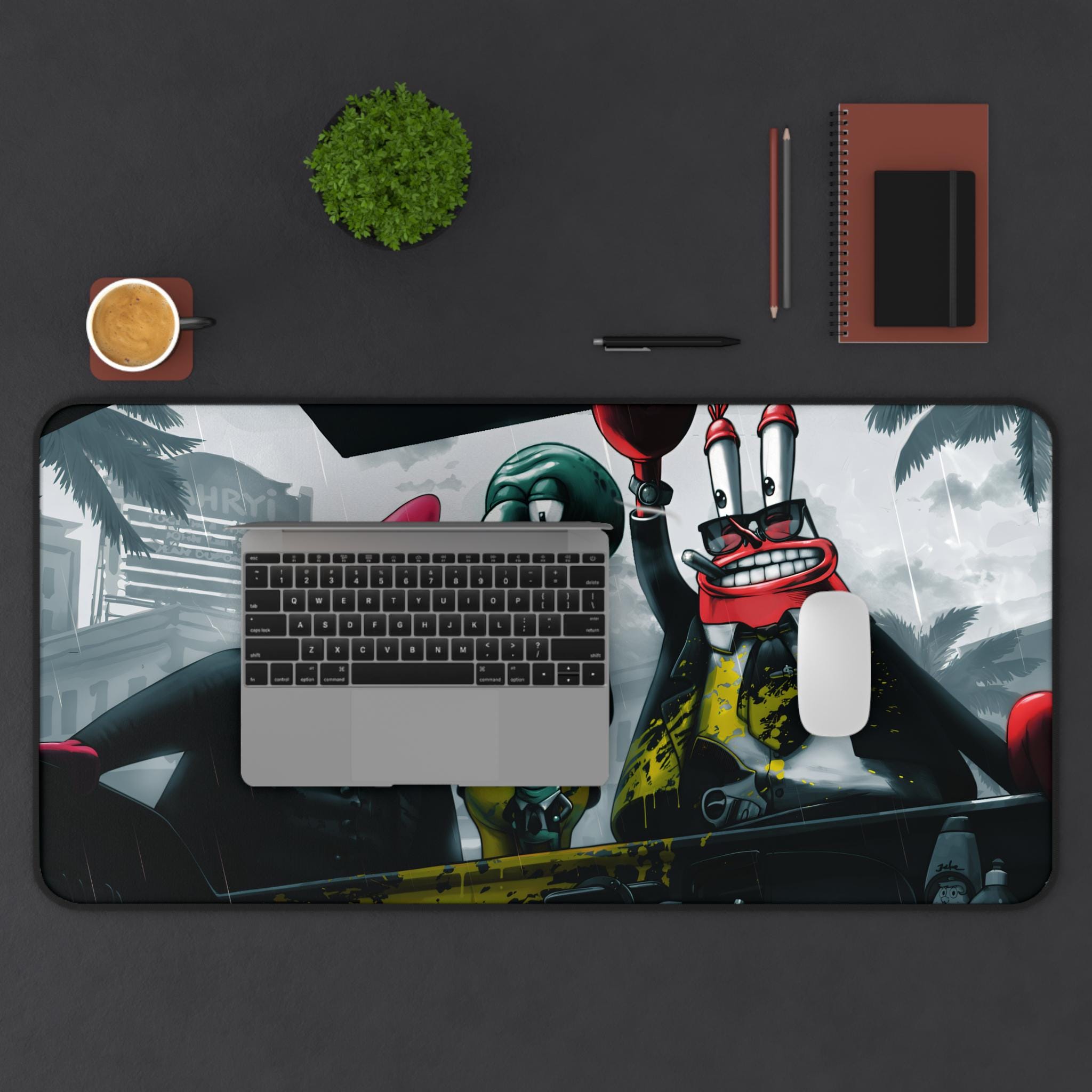 Spongebob Mafia Desk Mat, Squidward and Gang Gaming Mouse Pad, Office ...