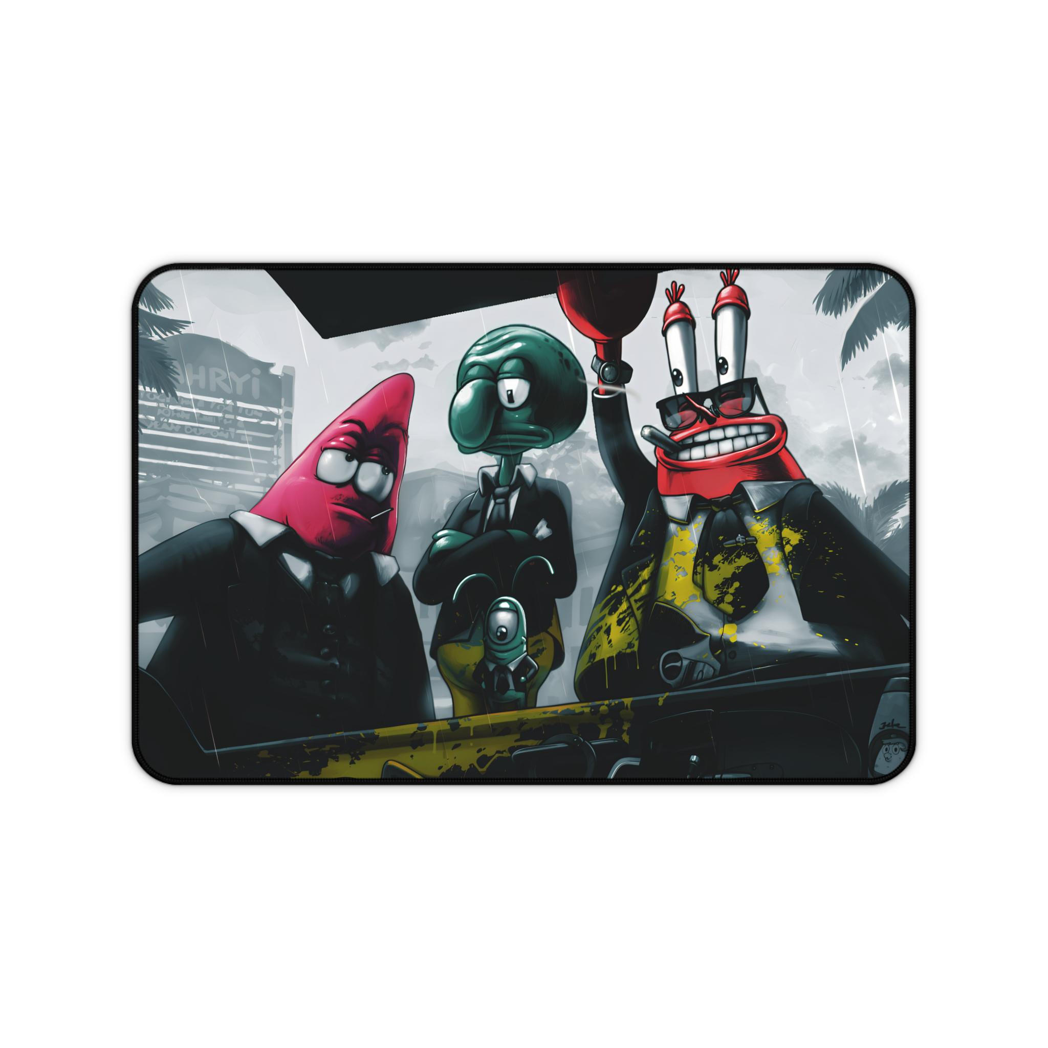 Spongebob Mafia Desk Mat, Squidward and Gang Gaming Mouse Pad, Office ...