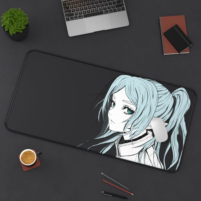 Frieren Desk Mat, Anime Elf Character Design, Gaming Mouse Pad, Large ...