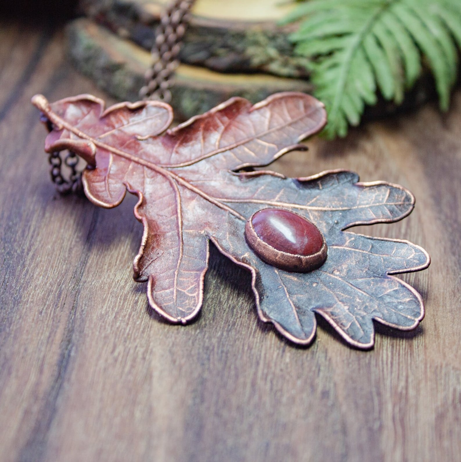 Real Oak Tree Leaf Agate Necklace, Botanical Jewelry, Boho Witchy ...