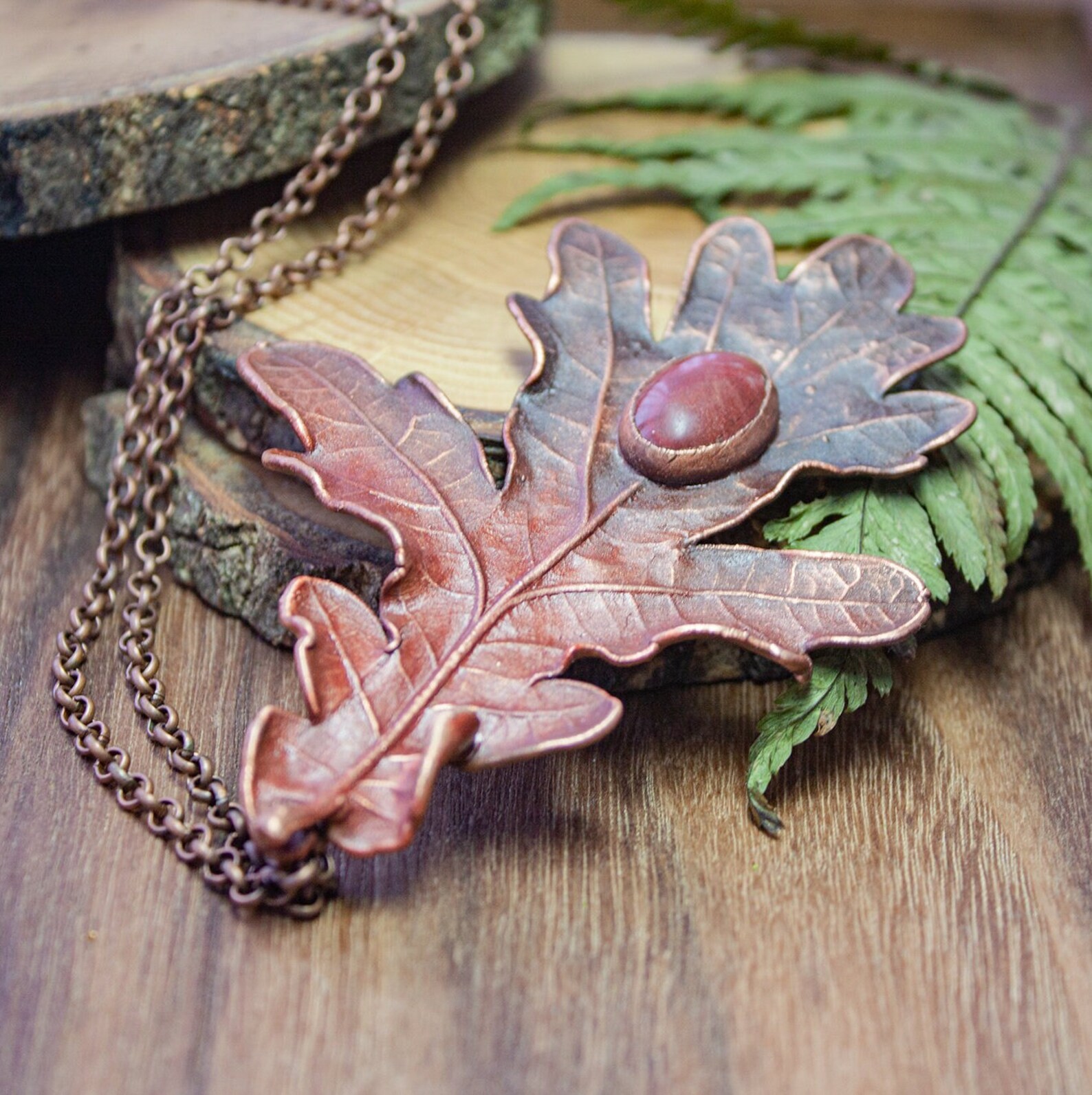 Real Oak Tree Leaf Agate Necklace, Botanical Jewelry, Boho Witchy ...