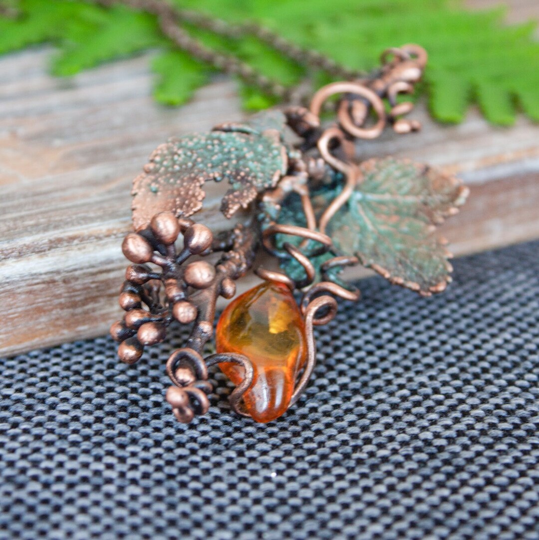 Copper Handmade Real Leaf Pendant, Nature Jewelry, Original Necklace ...