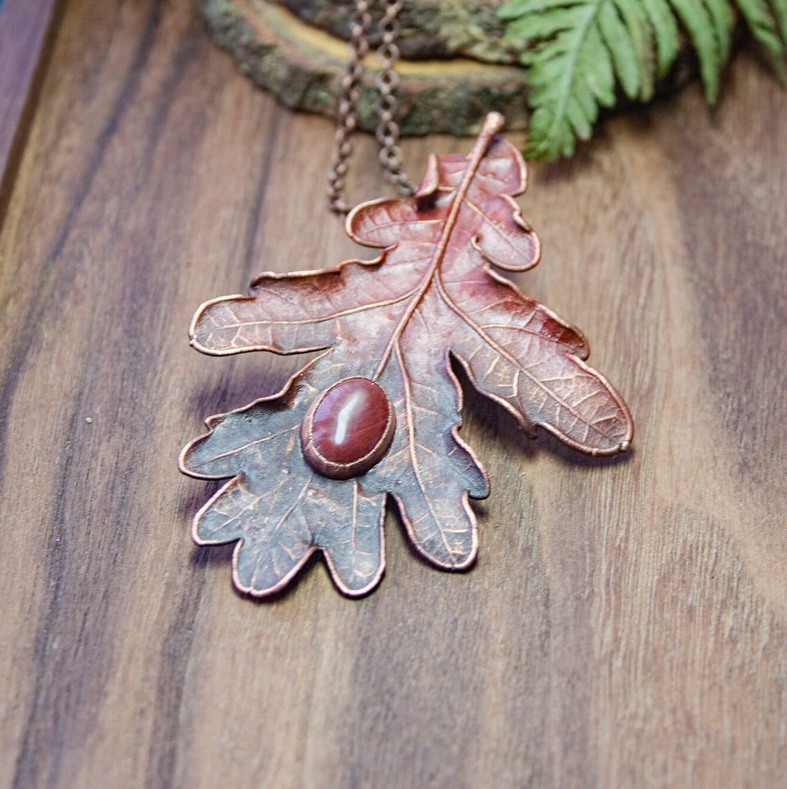 Real Oak Tree Leaf Agate Necklace, Botanical Jewelry, Boho Witchy ...