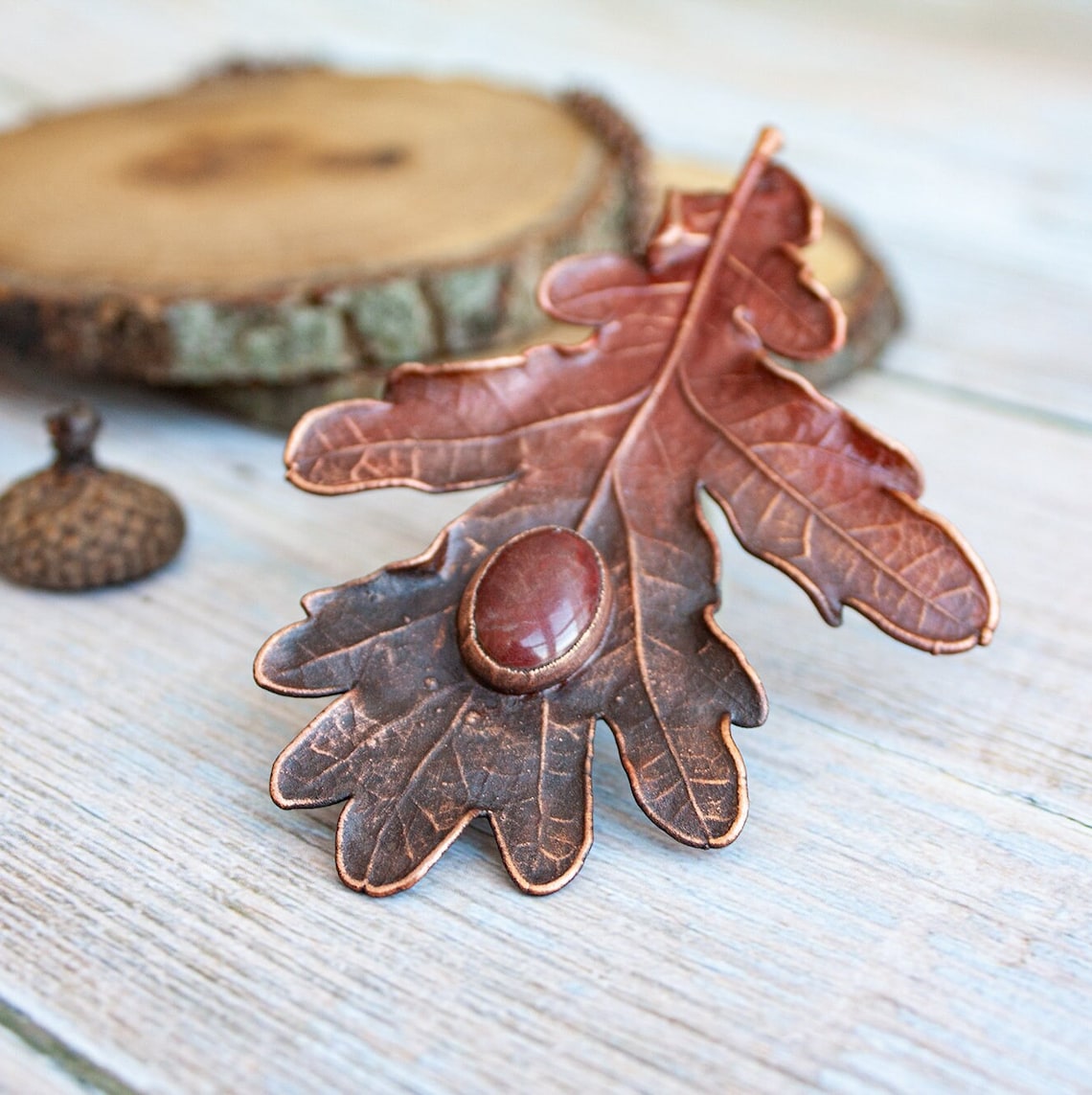 Real Oak Tree Leaf Agate Necklace, Botanical Jewelry, Boho Witchy ...