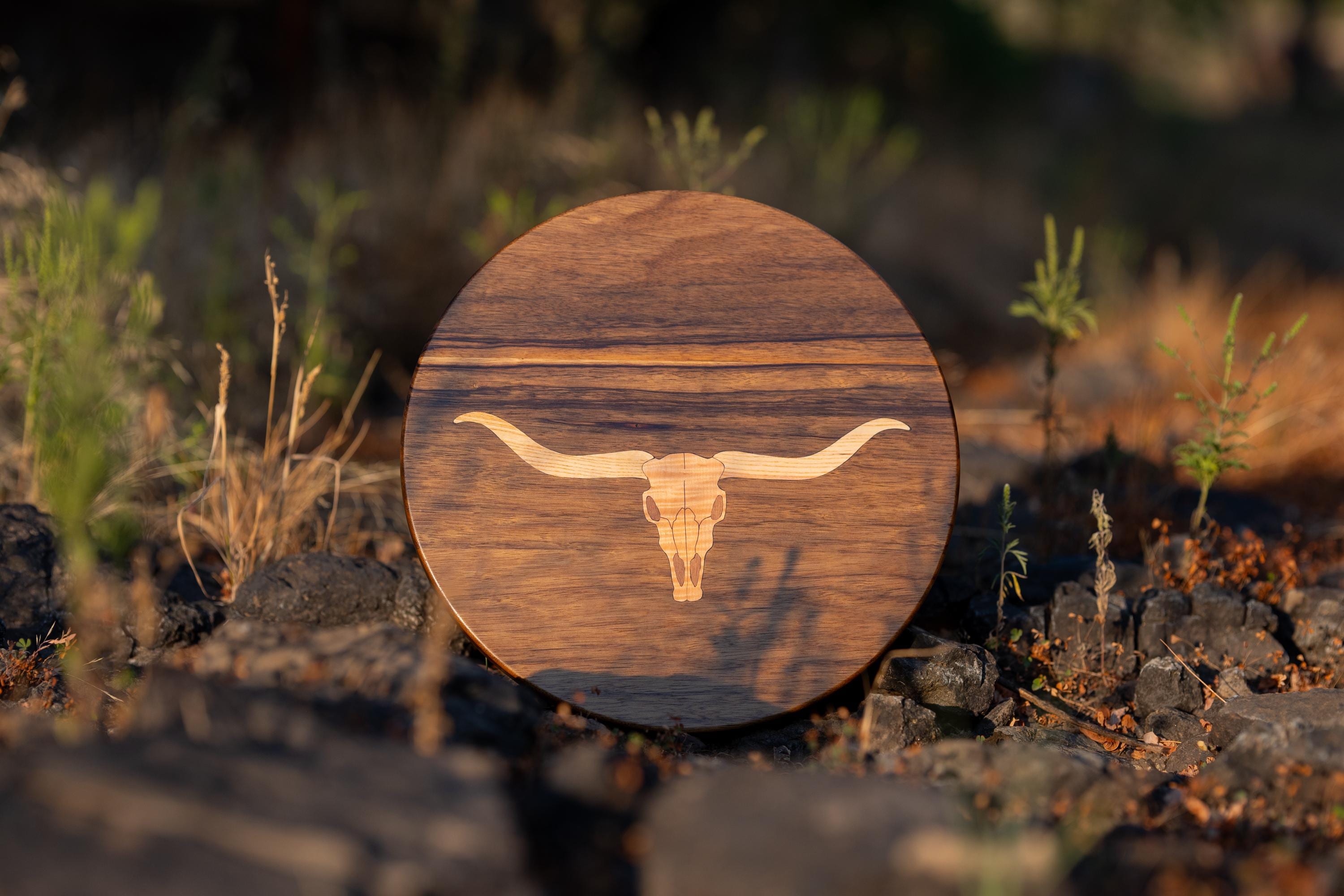 18" Lazy Susan Longhorn Inlay, Rustic Lazy Susan With Longhorn Pattern ...