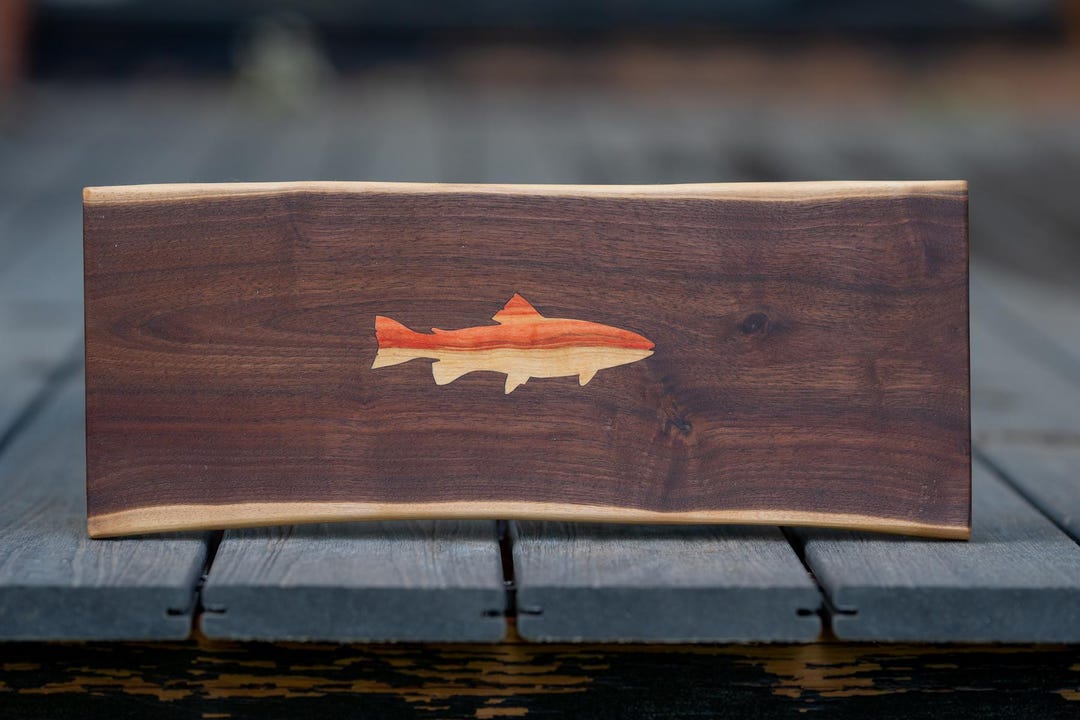 Inlaid Trout Cutting Board With Trout Inlay Rustic Cheese Board With ...