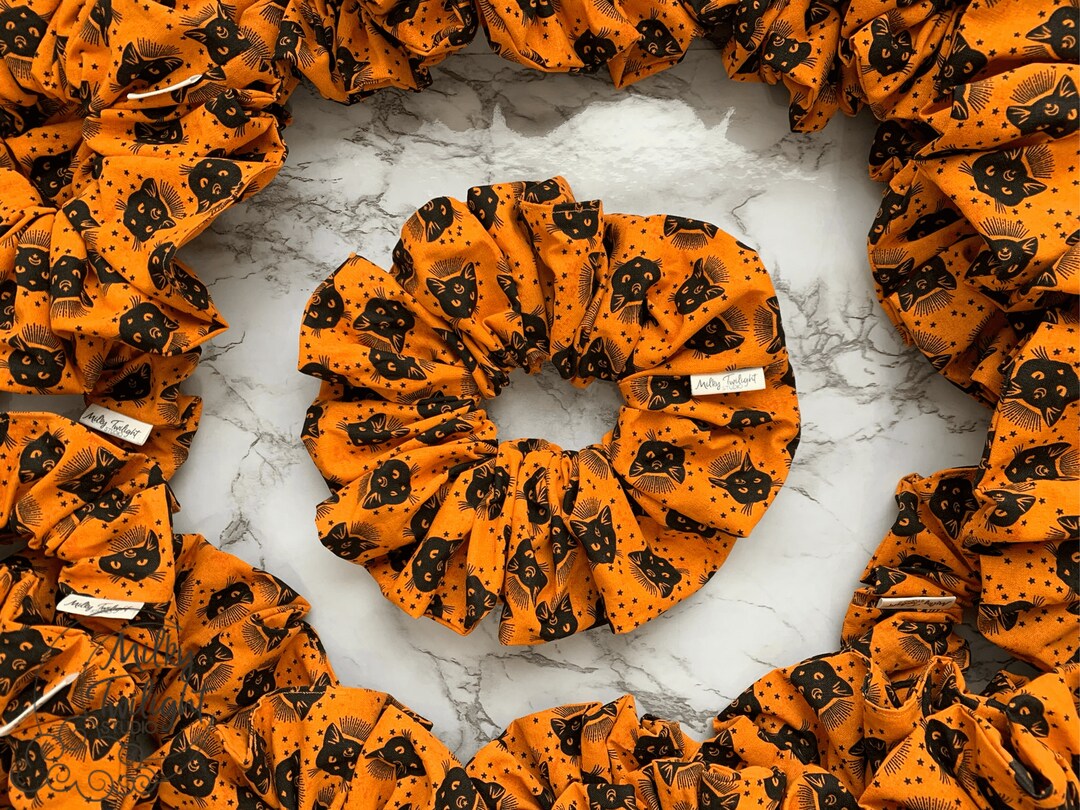 Halloween Cat Extra Full Scrunchies | Cotton Scrunchie | Hair Accessory ...