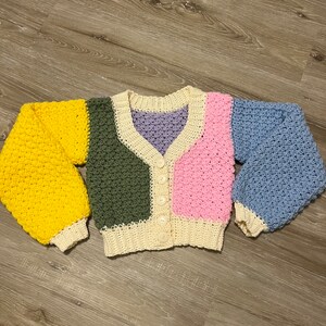 Color Block Crochet Cardigan - Etsy