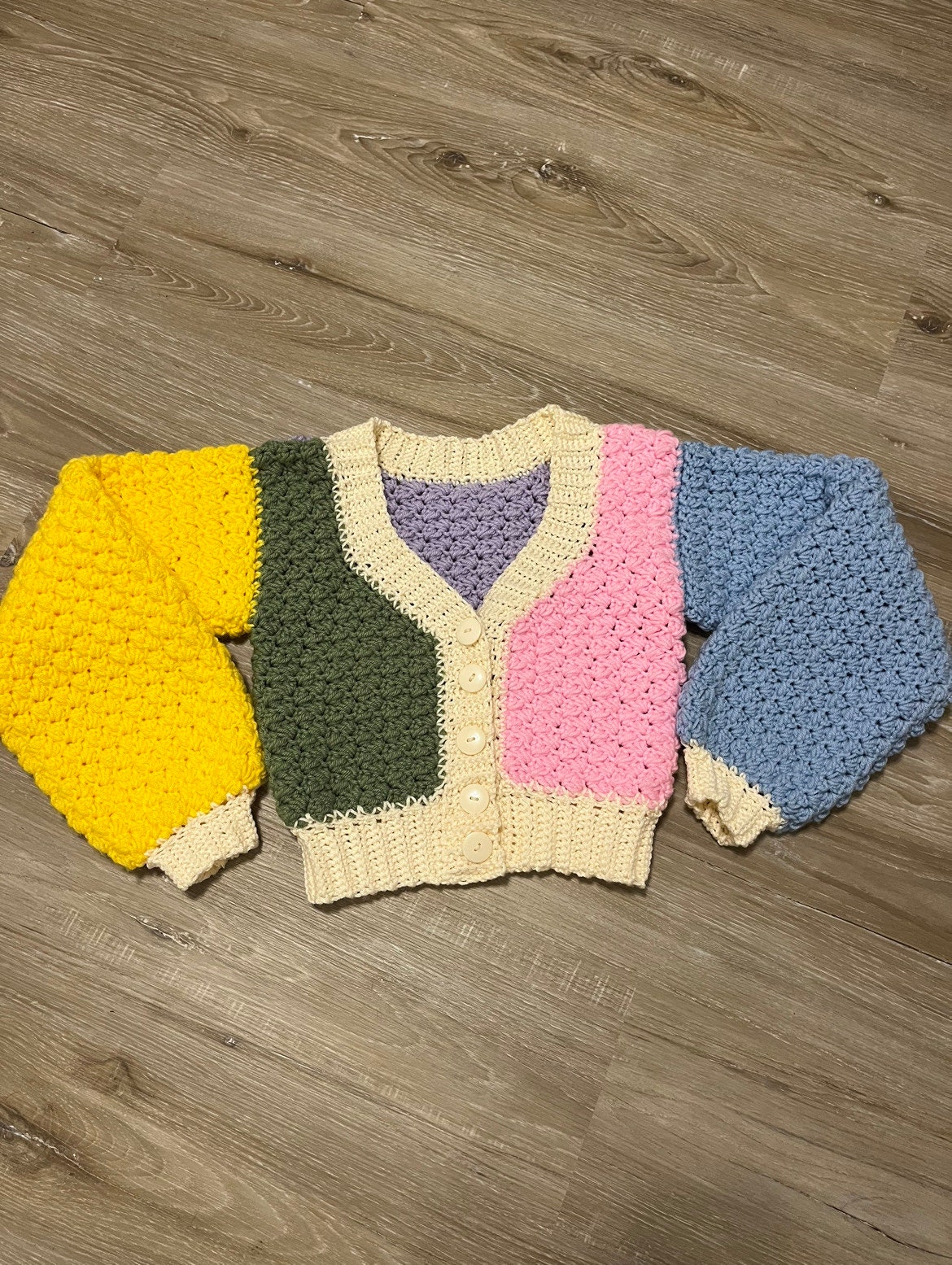 Color Block Crochet Cardigan - Etsy