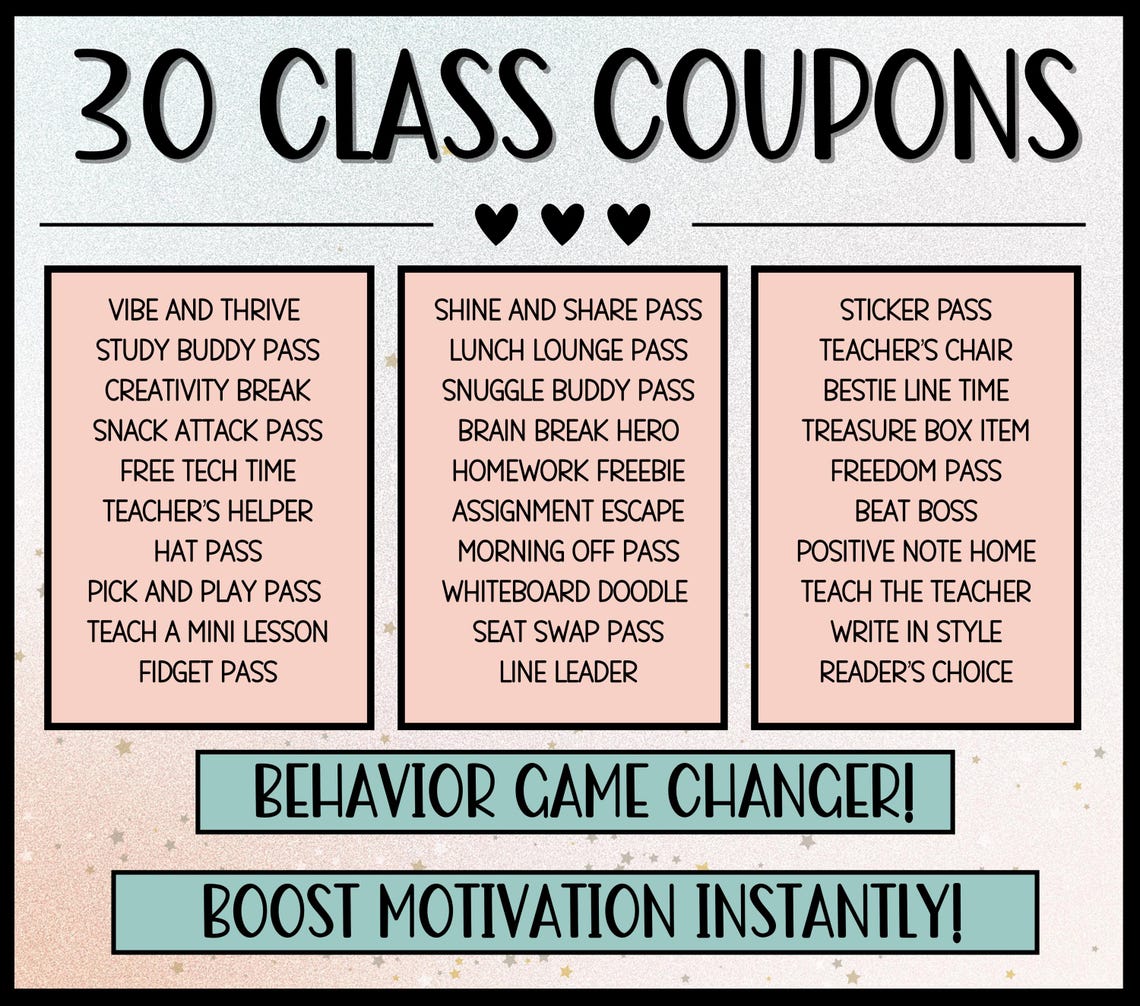 Editable Classroom Coupons | Printable Student Reward Cards | Positive ...