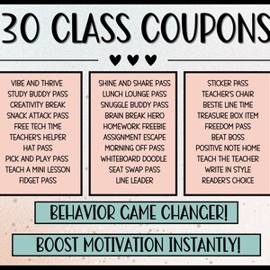 Editable Classroom Coupons | Printable Student Reward Cards | Positive ...