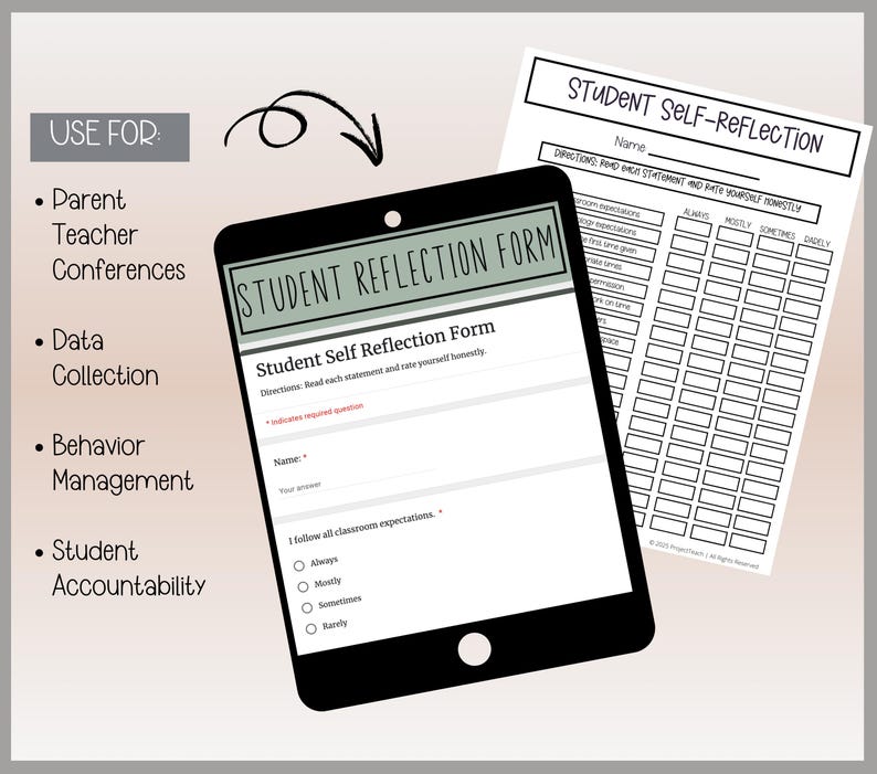 Student Self-reflection Assessment | Parent Teacher Conference Form ...