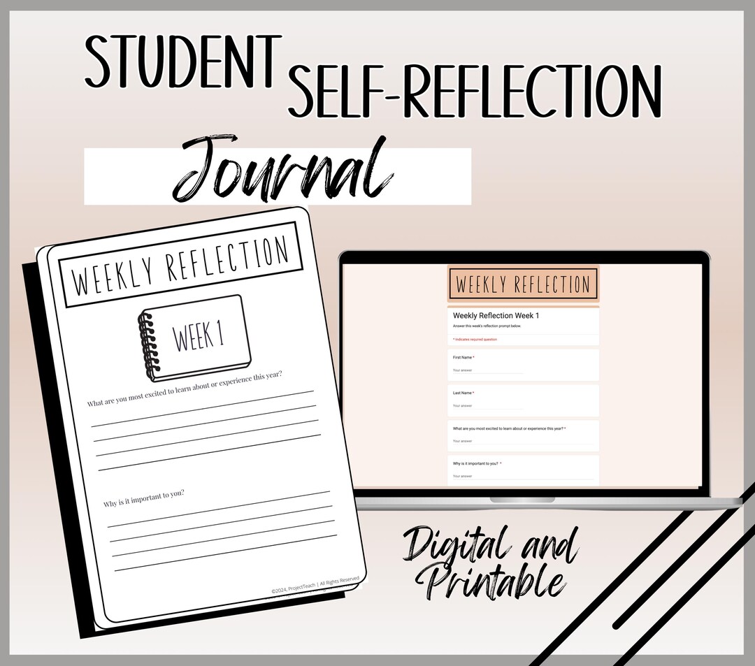 Weekly Self-reflection Journal for Students | Printable & Digital SEL ...