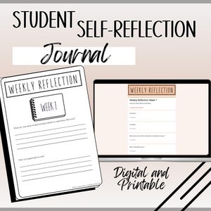Weekly Self-reflection Journal for Students | Printable & Digital SEL ...