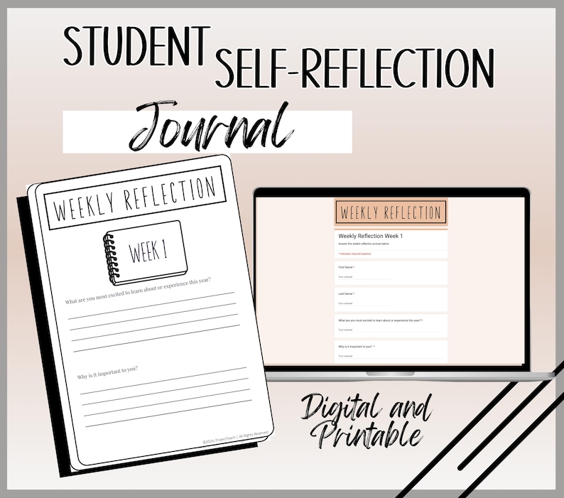 Weekly Self-reflection Journal for Students | Printable & Digital SEL ...