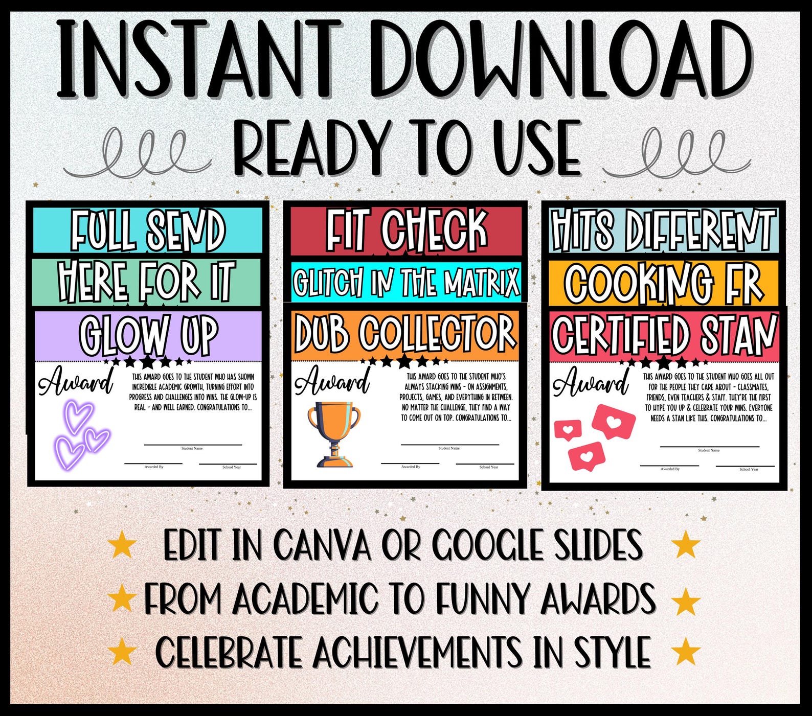 Funny Student Awards: Gen Z Slang Superlatives (printable & Editable ...
