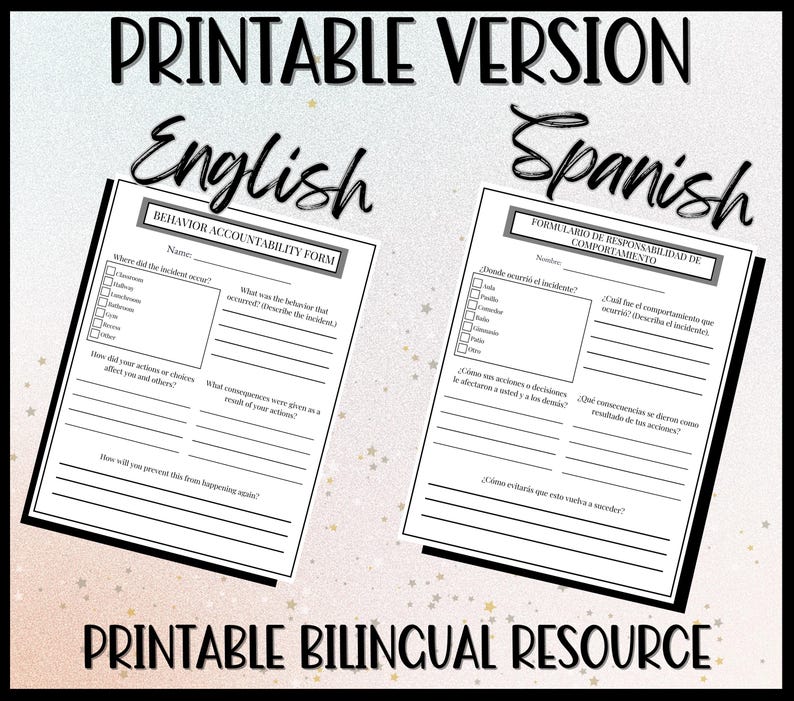 Elementary Behavior Reflection & Accountability Form | Upper Grades ...