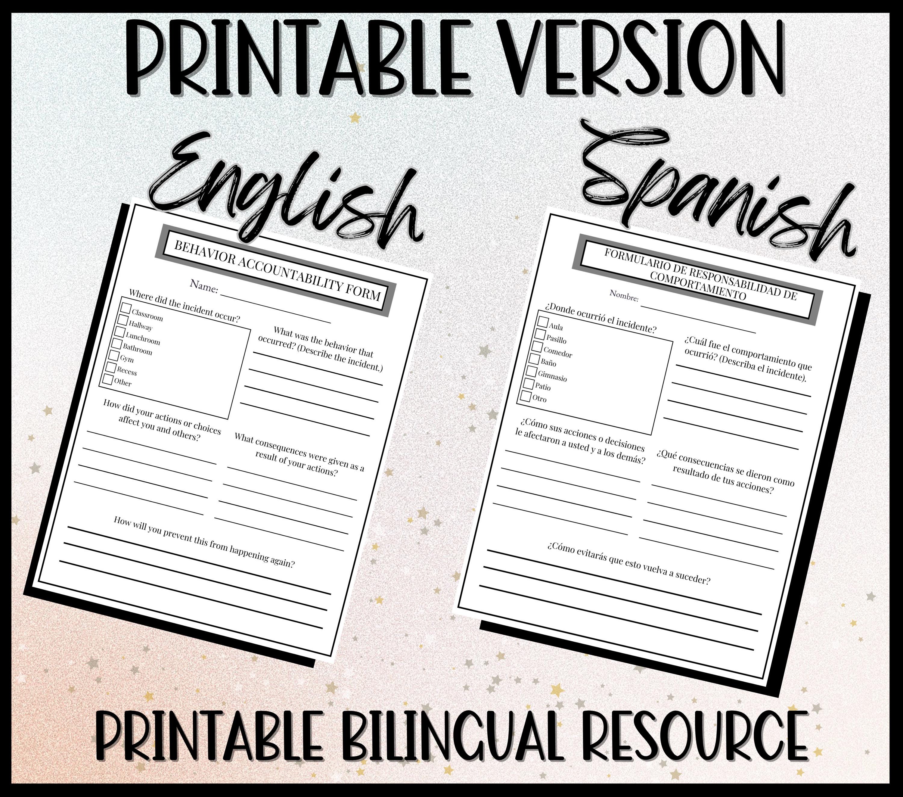 Elementary Behavior Reflection & Accountability Form | Upper Grades ...