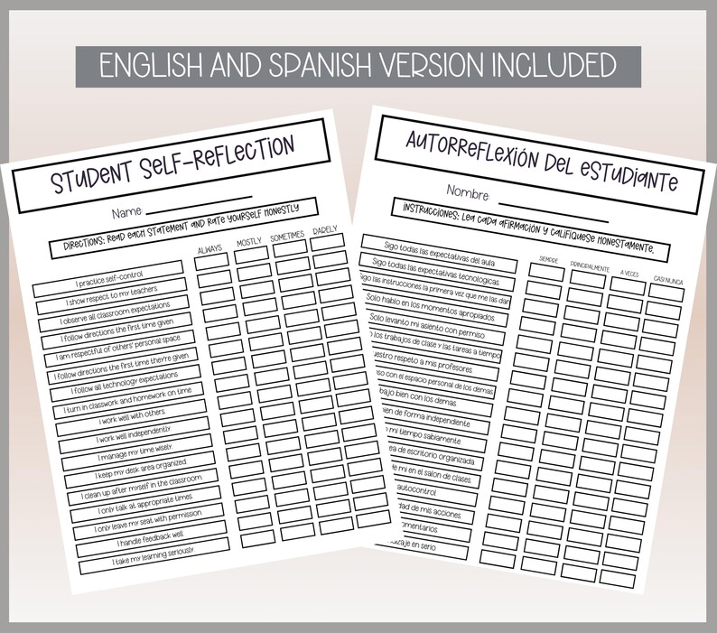 Student Self-reflection Assessment | Parent Teacher Conference Form ...