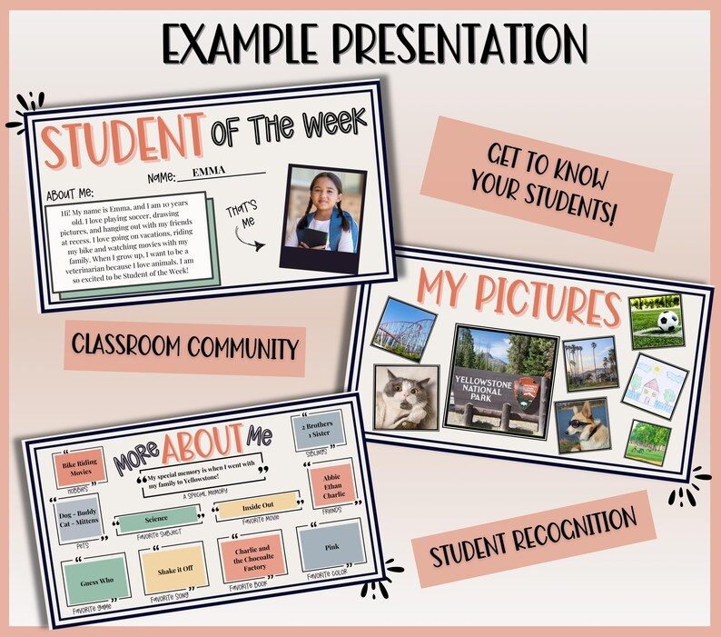 Student of the Week Digital Slides: Canva & Google Slides Template - Etsy