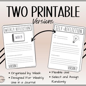 Student Self-reflection Journal: Weekly Printable & Digital SEL (180 ...