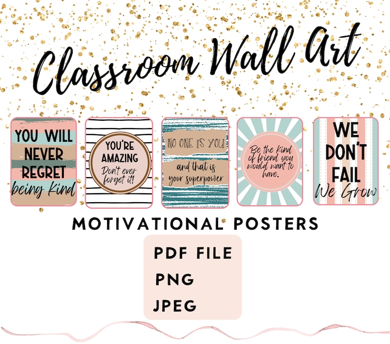 Motivational Classroom Posters Coral Classroom Decor - Etsy