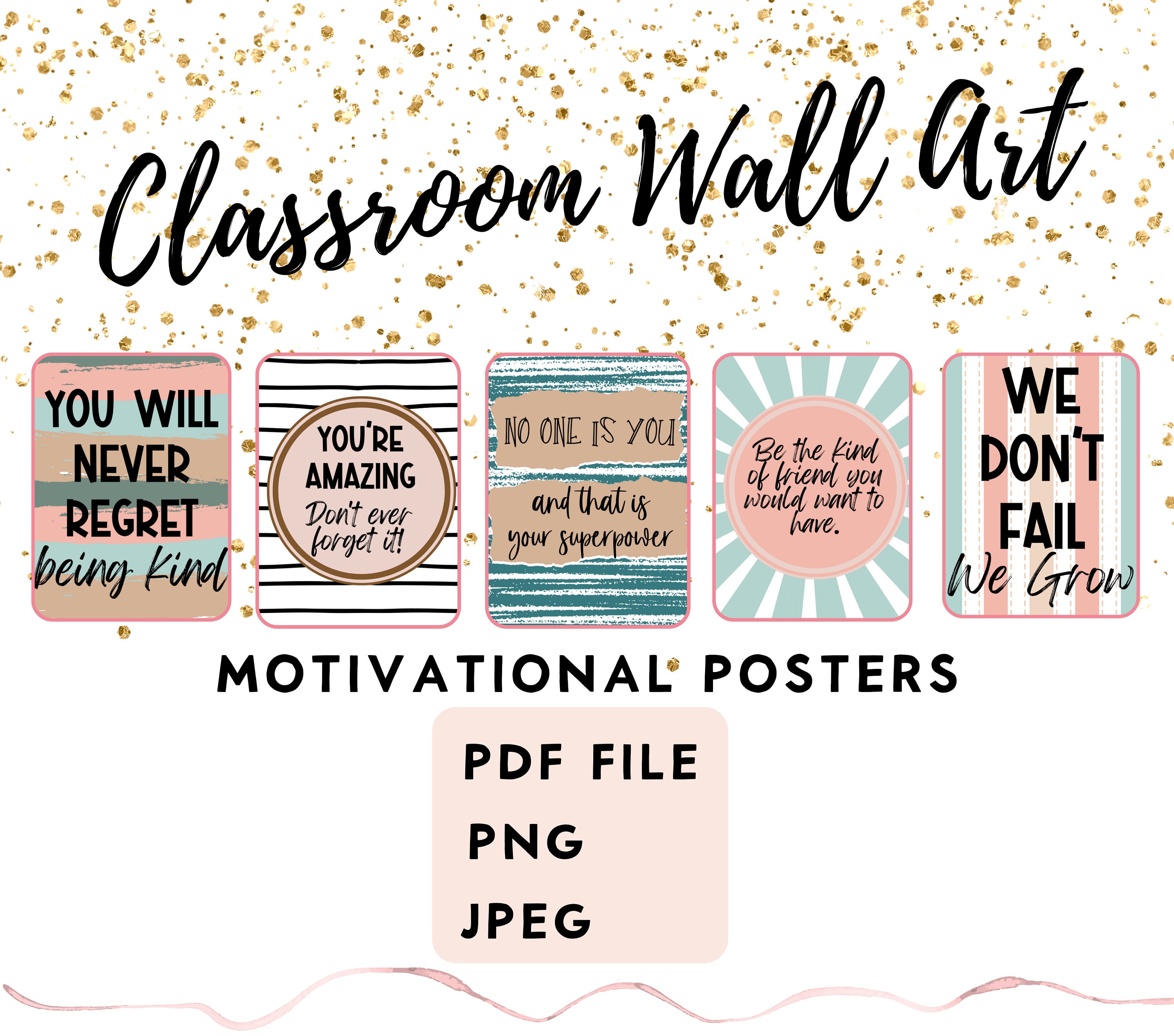 Motivational Classroom Posters Coral Classroom Decor - Etsy
