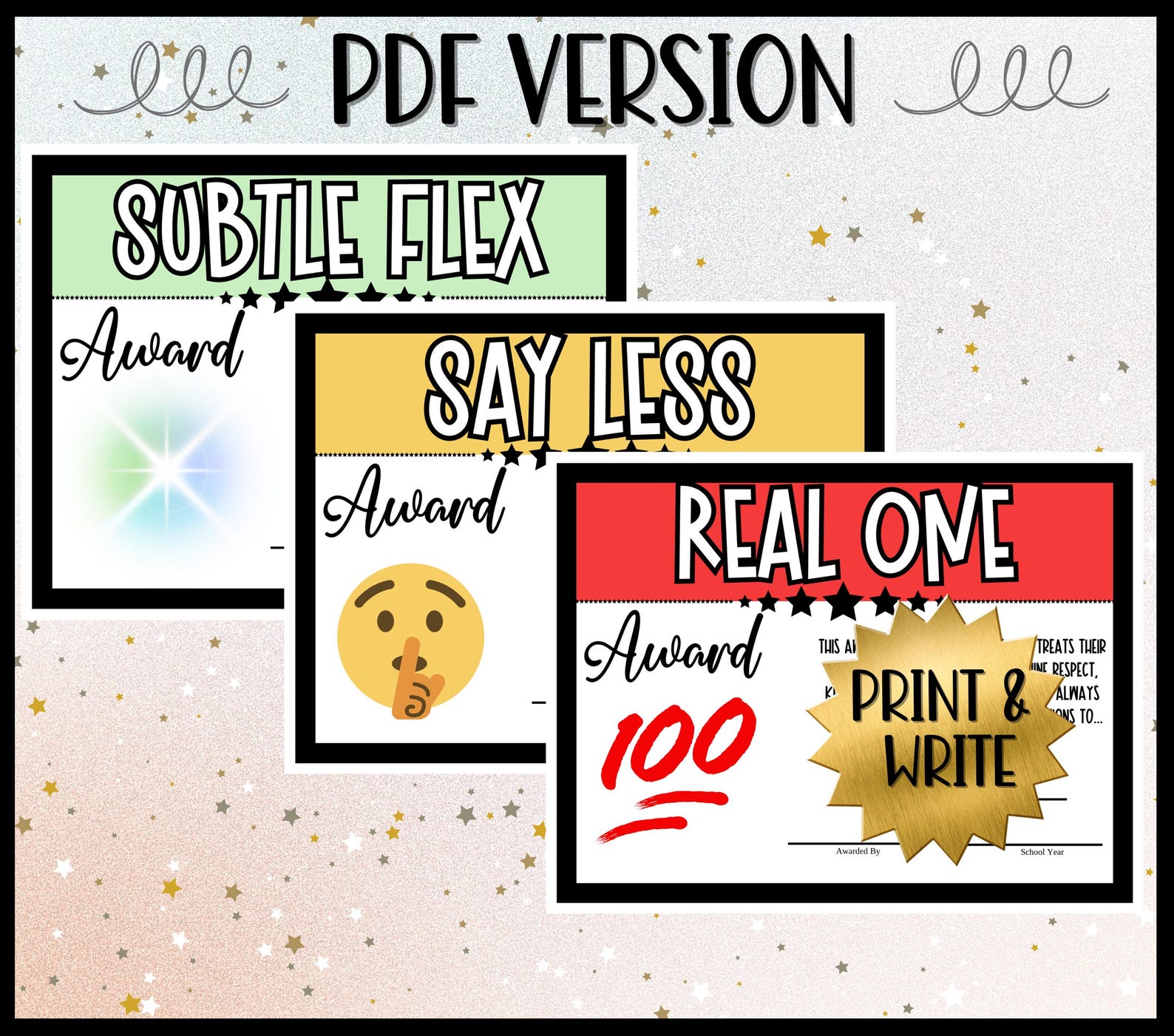 Funny Student Awards: Gen Z Slang Superlatives (printable & Editable ...