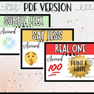 Funny Student Awards: Gen Z Slang Superlatives (printable & Editable ...