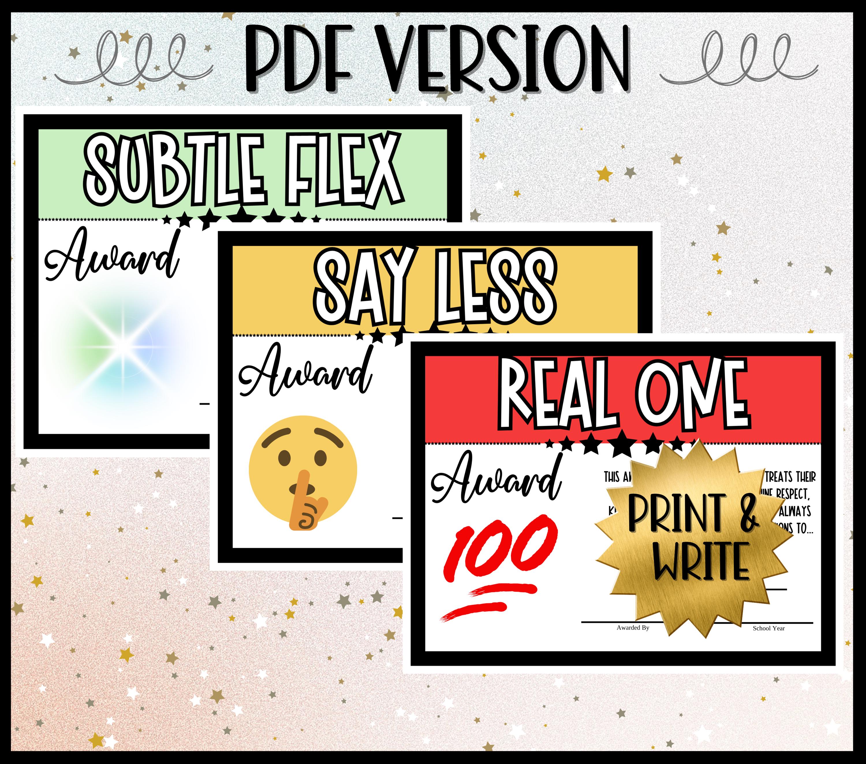 Funny End of Year Student Awards | Brain Rot Slang | Editable ...