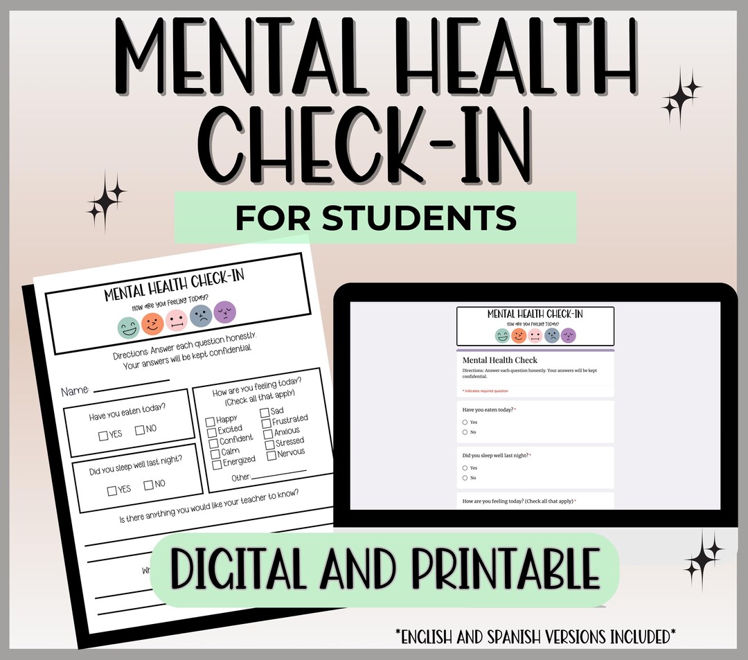 Mental Health Check-in for Students | SEL Worksheets | Trauma Informed ...