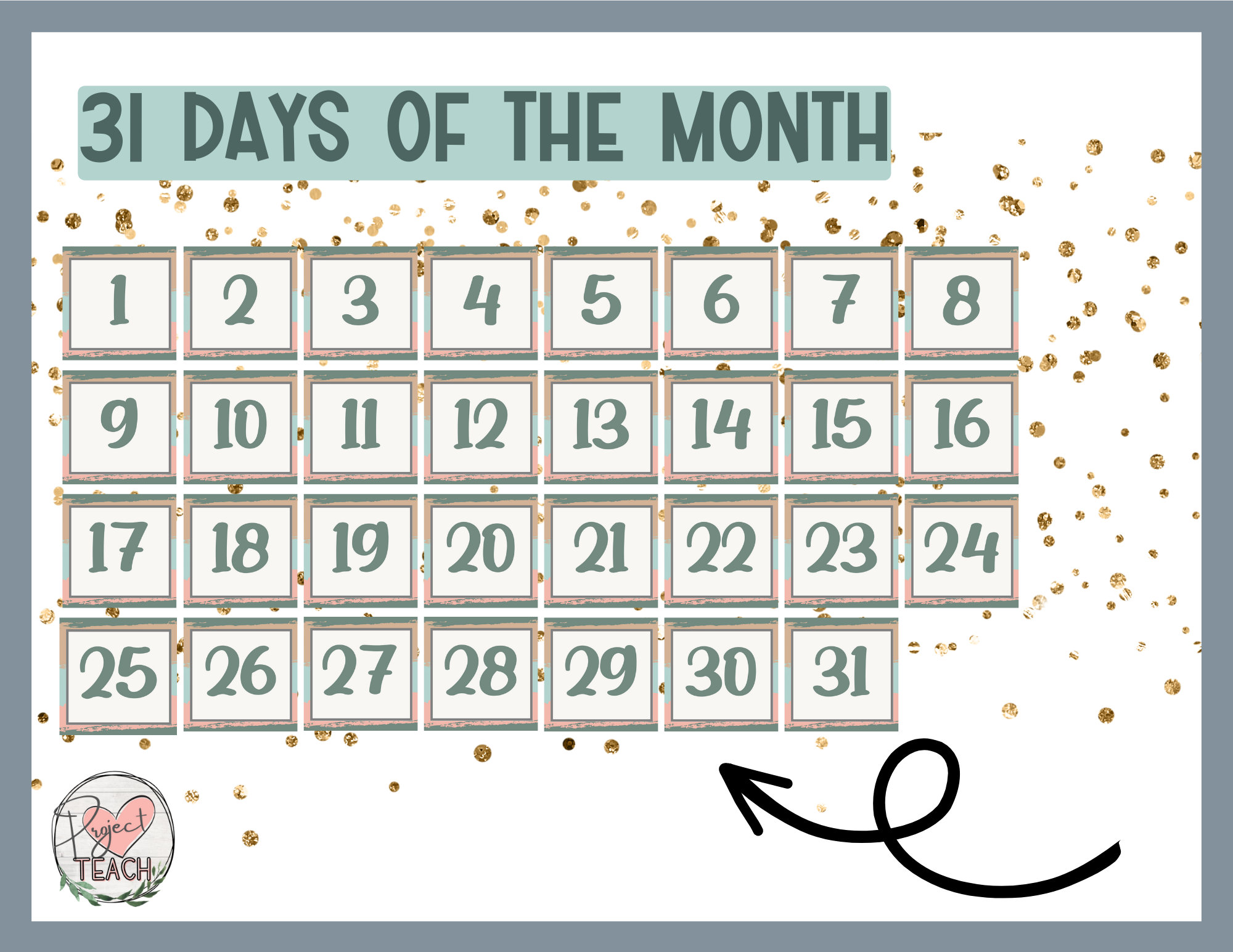 Classroom Calendar | Coral Themed Calendar | Calming Colors Class ...