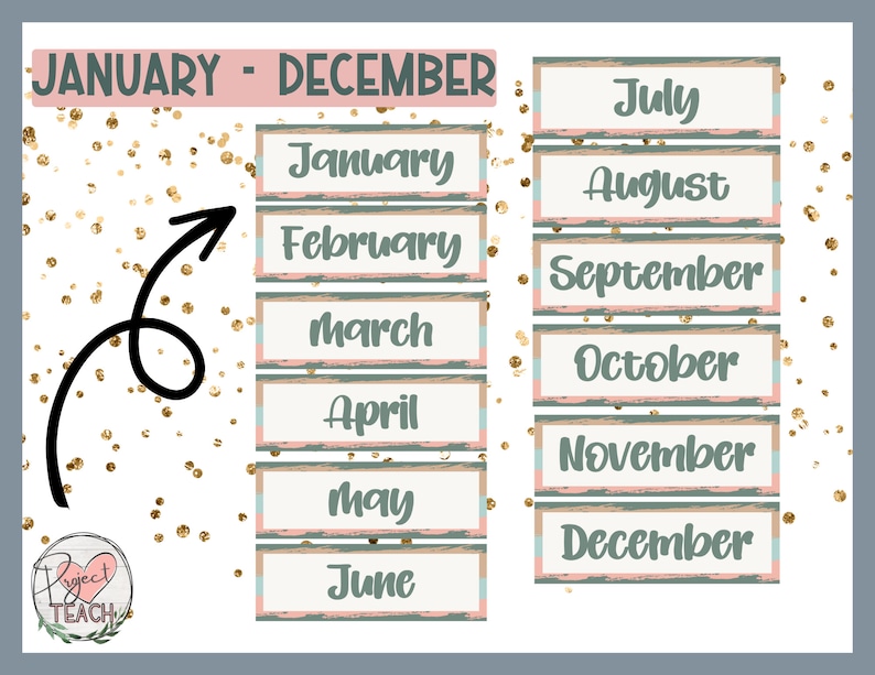 Classroom Calendar | Coral Themed Calendar | Calming Colors Class ...