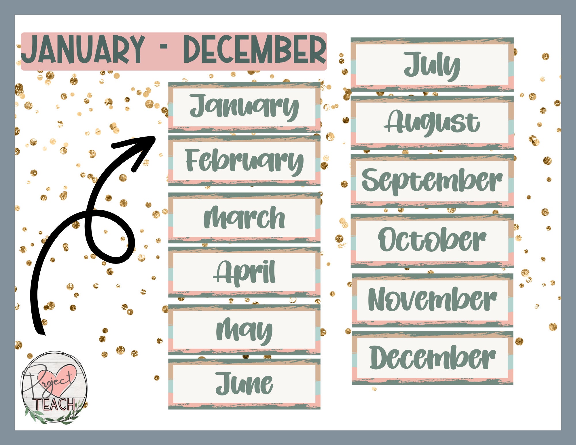 Classroom Calendar | Coral Themed Calendar | Calming Colors Class ...