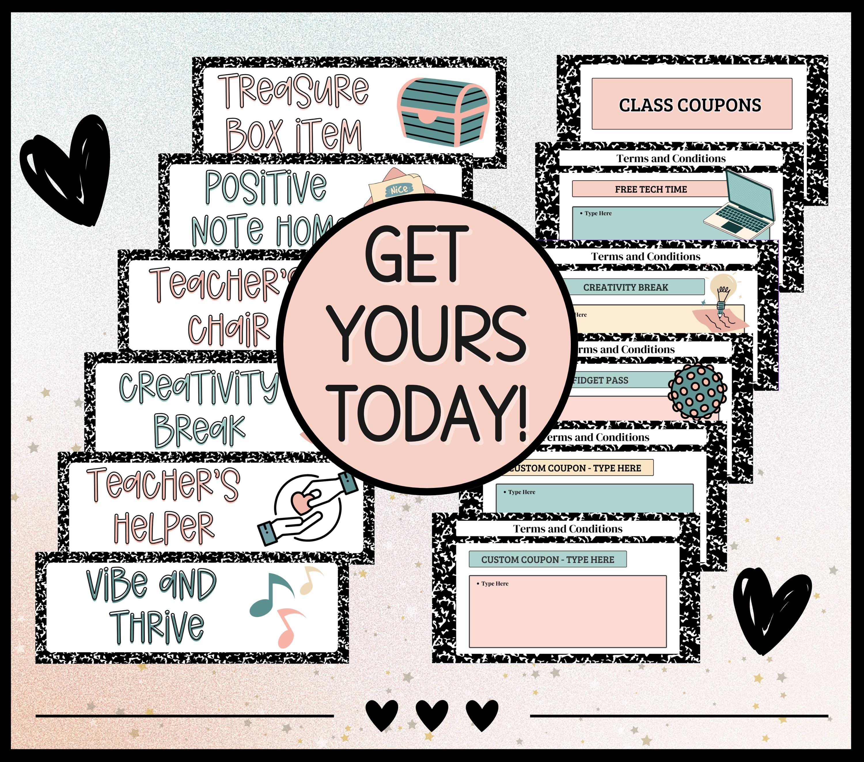Editable Classroom Reward Coupons: Student Behavior Incentives (digital ...