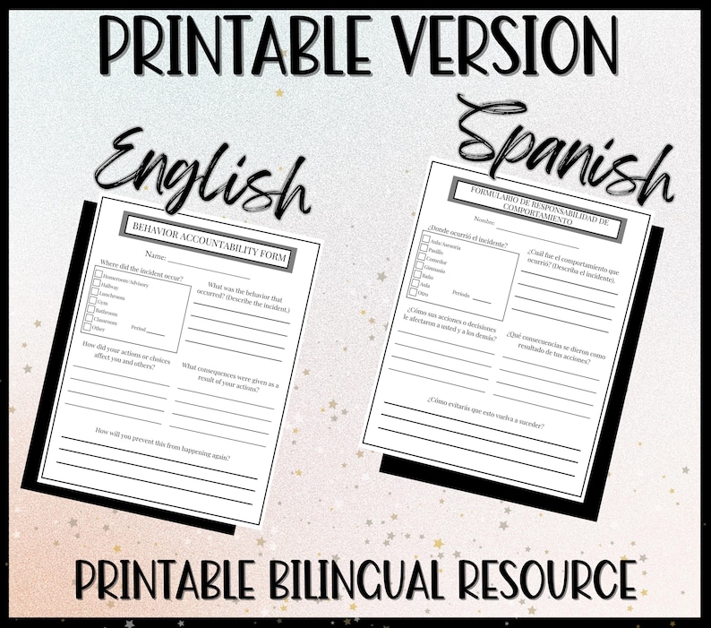 Middle and High School Behavior Accountability Form | Digital and ...