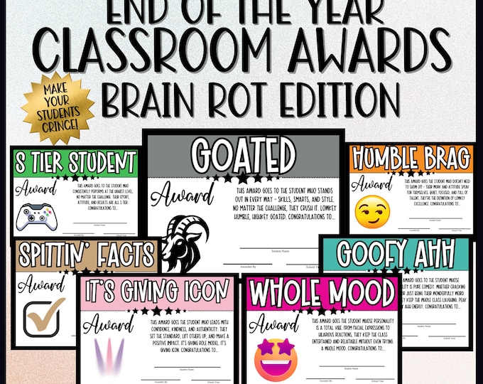 70 Student Award Certificates, Classroom End of Year Certificate ...