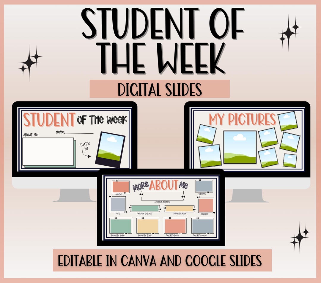 Student of the Week Digital Slides: Canva & Google Slides Template - Etsy