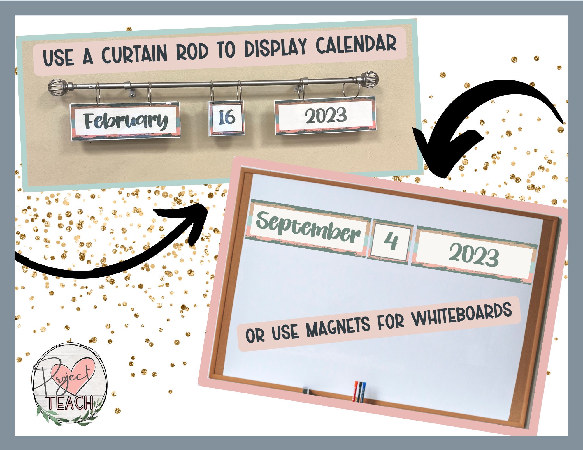 Classroom Calendar | Coral Themed Calendar | Calming Colors Class ...